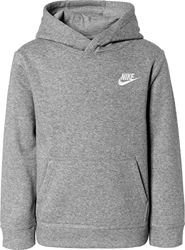 Nike Boy's Club Fleece Pullover Hoodie (Little Kids) Carbon Heather 4 Little Kids