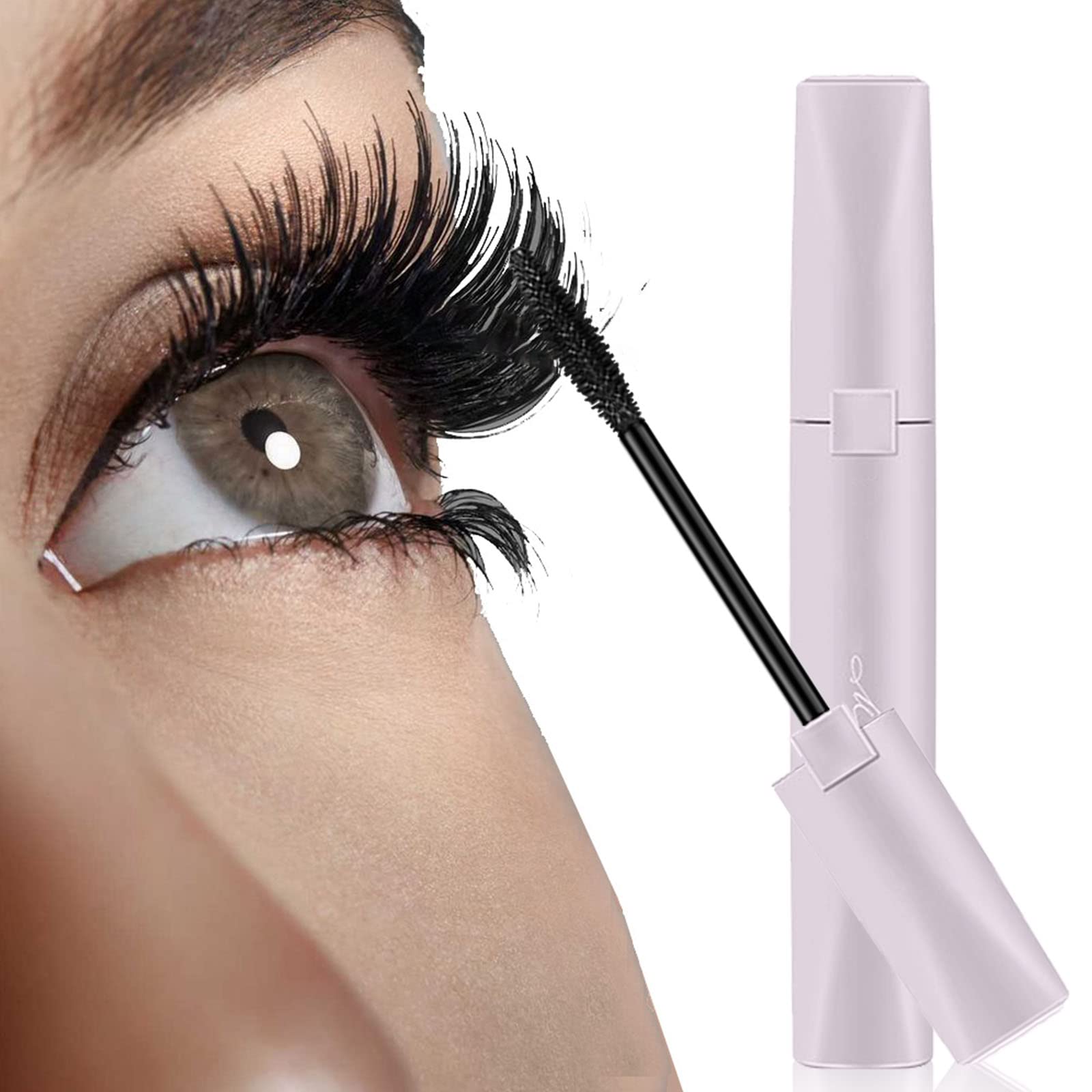 Daily Use Of Cosmetics For Women Long Black Natural Mascara Curly Mascara No Clumps Do Not Easy Removal Makeup Long Lasting Mascara Long Curl Lattice Eyelash Growth(Black-A)