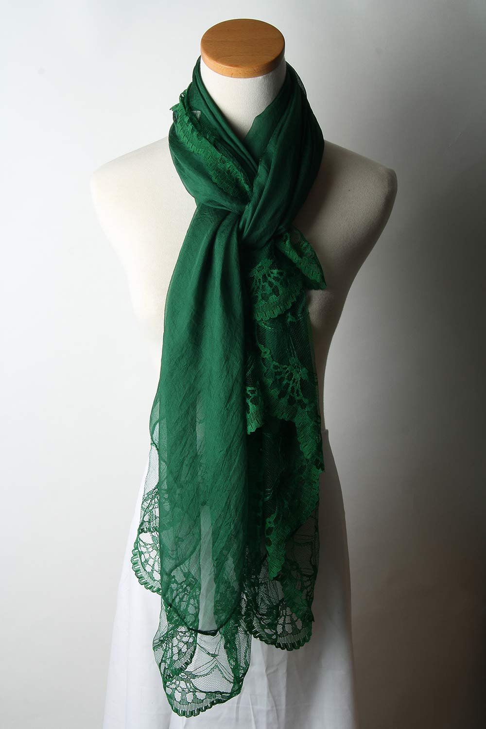 corciova Chiffon Extra Long Dark Emerald Green Sheer Head Silk Scarf Lightweight Evening Pashmina Shawl and Wrap for Women