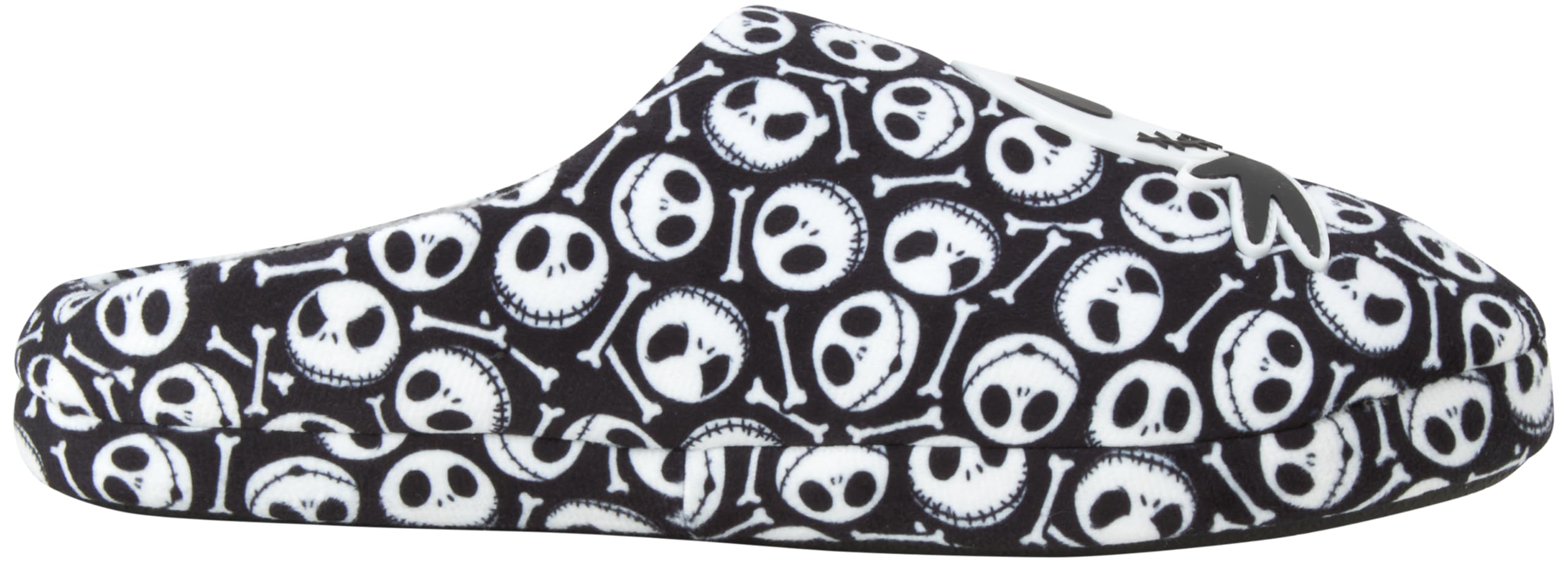 Disney Men's Nightmare Before Christmas Slippers - Jack Skellington Plush Slip-On House Shoe Slides, Size Large-X-Large, Nightmare Black