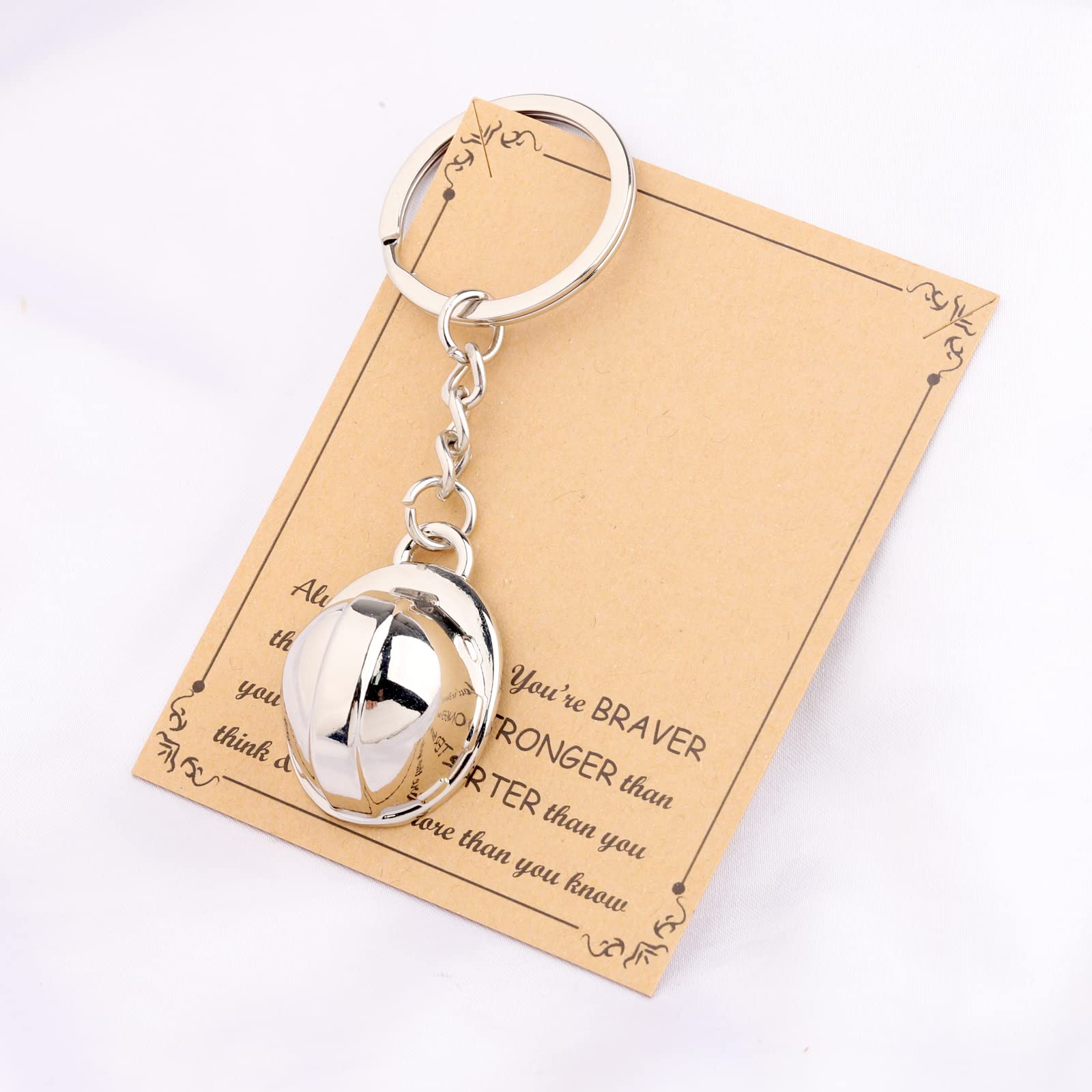 FUSTMW Firefighter Gifts Firefighter Helmet Keychain Fireman Gifts Firefighter Graduation Gifts Inspirational (Silver)