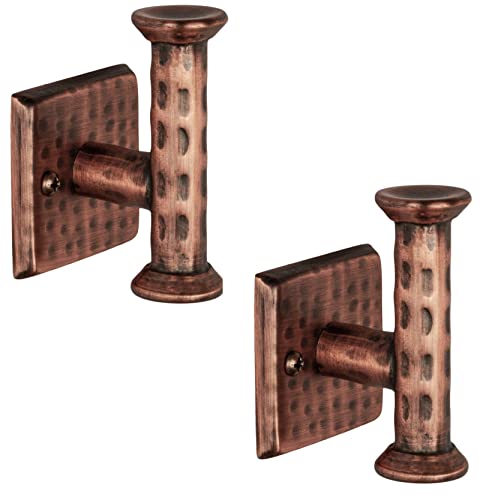 Monarch Abode 19629 Metal Hand Hammered Wall Hooks Multi-Purpose Towel, Coat, Robe and Door Hooks, Decorative Towel Hook, Heavy Duty, Set of 2, Antique Copper Finish