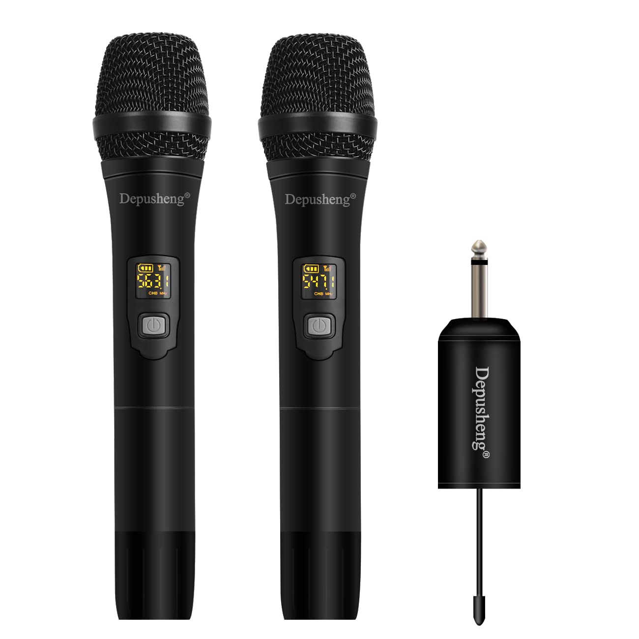 Depusheng W2 UHF Wireless Microphone System Handheld LED Mic UHF Speaker with Portable Receiver