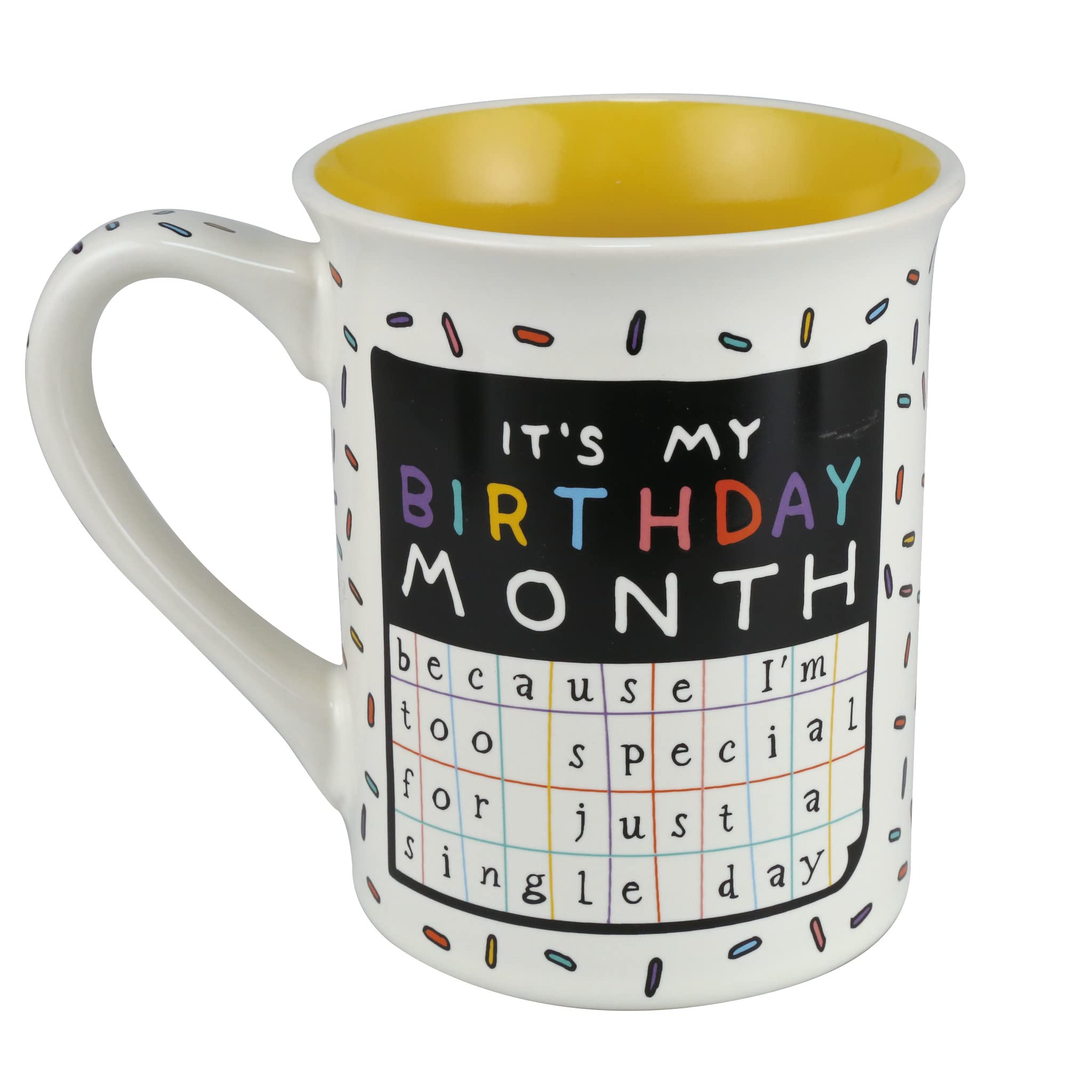 Enesco Our Name is Mud Happy Birthday Month Coffee Mug, 16 Ounce, Multicolor