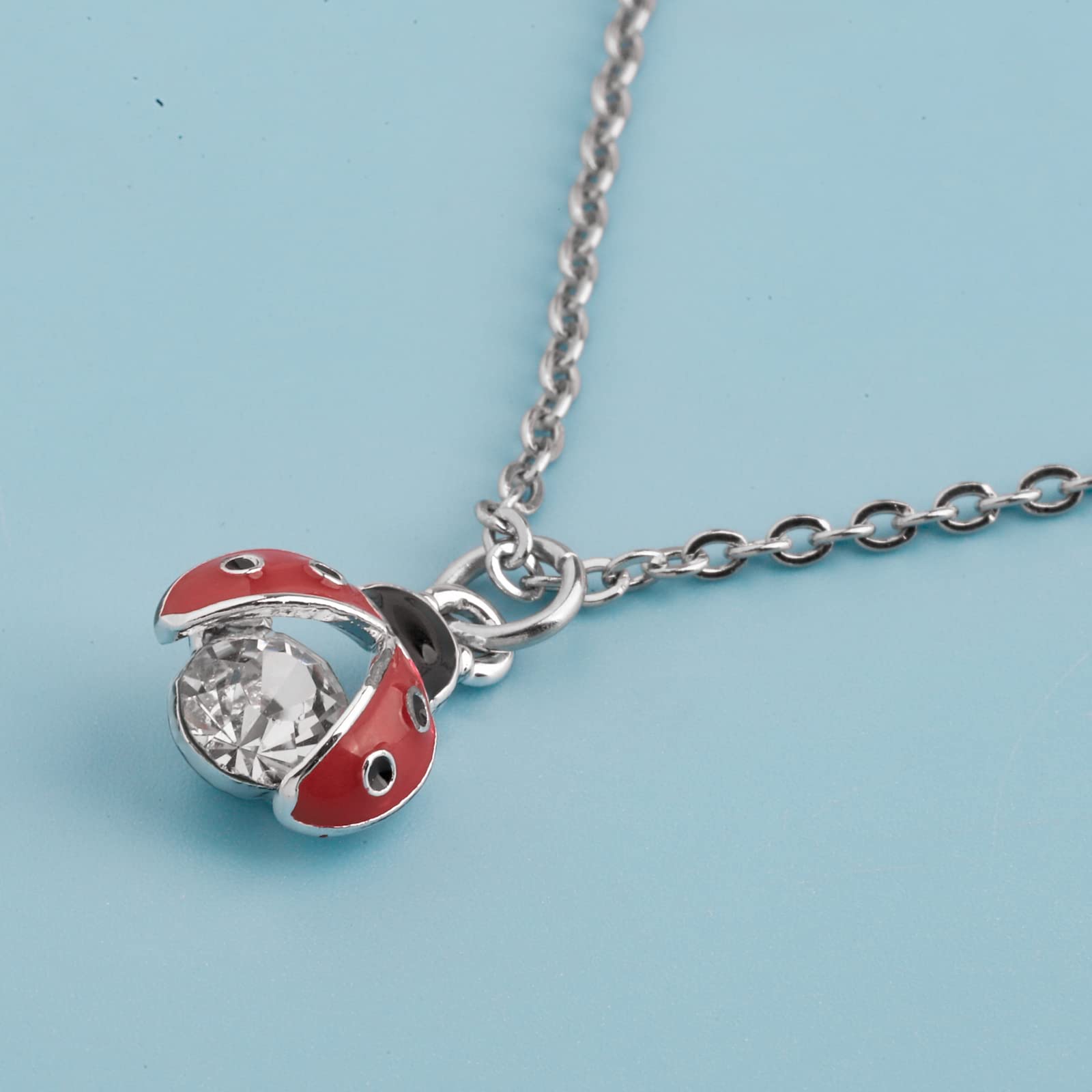 FUSTMW Ladybug Pendant Necklace Ladybug Gifts Jewelry Ladybug Necklace Charm Inspirational Gifts for Women (silver)