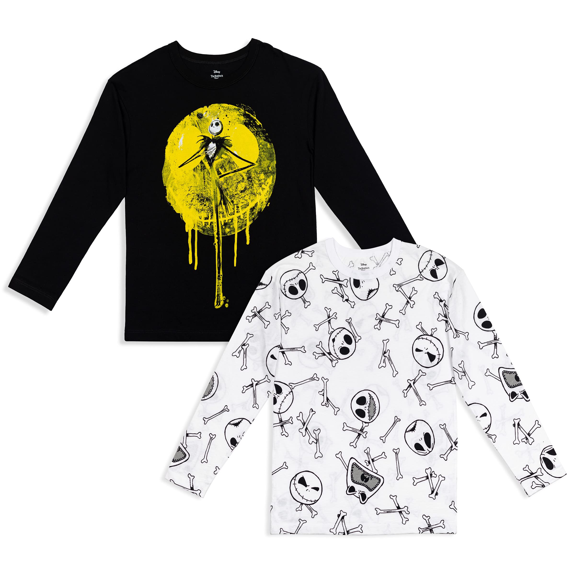 Disney Nightmare Before Christmas Jack Skellington Big Boys 2 Pack Long Sleeve T-Shirt 18 Black/Gray