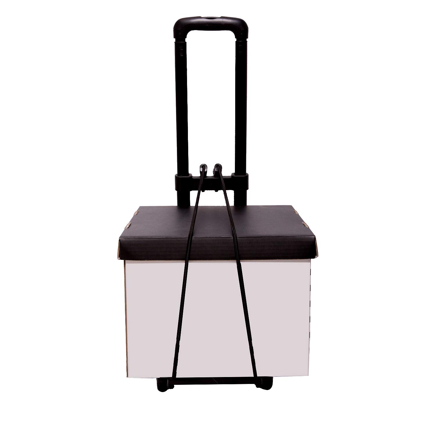KINJOEK 25kg 55lbs Folding Hand Truck, Solid Construction Utility Cart for Luggage with 2 Oversized Wheels Bonus Bungee Cord, Collapsible, Lightweight and Compact Luggage Dolly Cart for Travel, Black