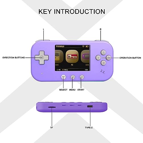 Retro Games Handheld Game Console Support Linux System and Multiple Emulators Console 2.4 inch 240x320 IPS LCD Screen Buit-in 1000mAh Lithium Battery-Purple