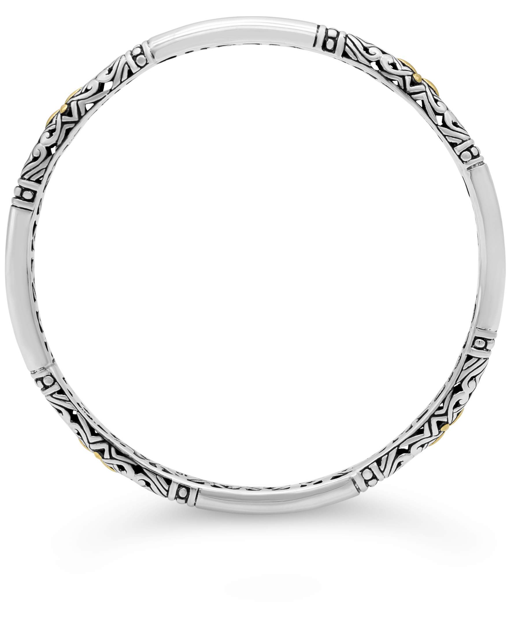 DEVATA Sterling Silver 925 with 18K Gold Accents Bali Accent Slide-on Bangle Bracelet DHK3526ATT (Size Medium)