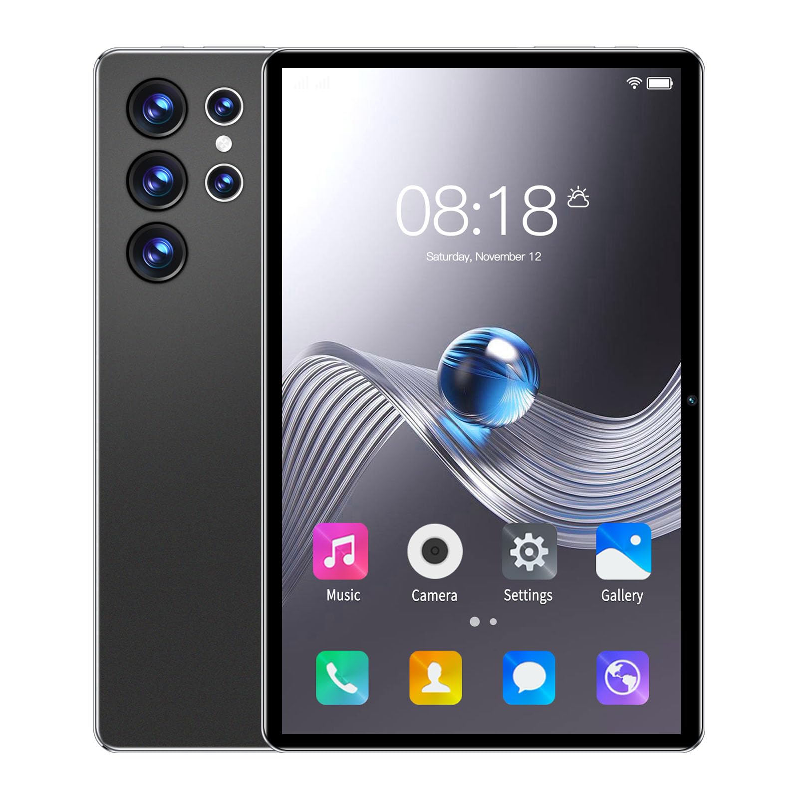 DAUERHAFT 10.1in Tablet, Octa Core Tablet PC Front 8MP Rear 13MP 8GB RAM 128GB ROM for Entertainment (Black)