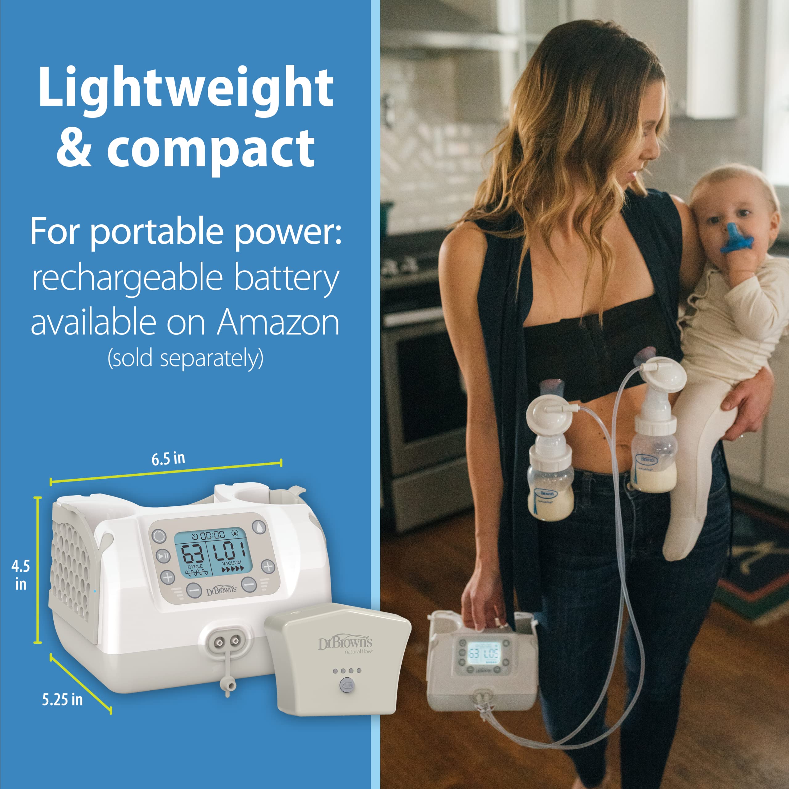 Dr. Brown's Natural Flow® Customflow™ Double Electric Breast Pump Deluxe Breastfeeding Set