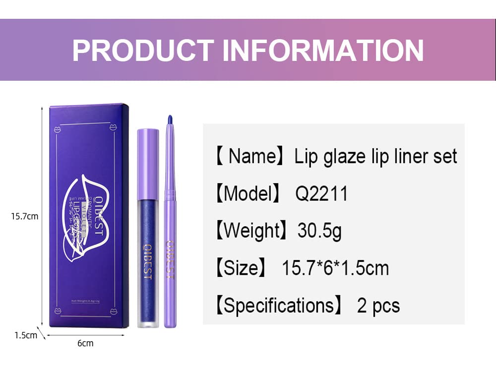 Easilydays 2 Pcs Halloween Dark Matte Liquid Lipstick + Lip Liner Pens Sets, 8 Colors High Pigmented Goth Sexy & Bold Lip Gloss, 24H Waterproof Long-lasting Matte Lipstick , Non-Stick Cup Velvety Lip Makeup for Women (Purple)