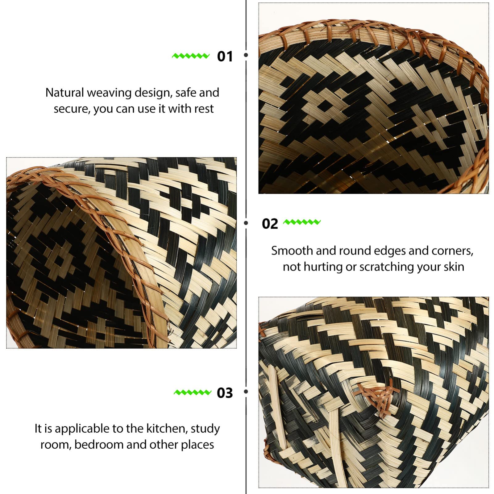 Luxshiny Bamboo Waste Basket Wicker Storage Baskets Dirty Clothes Basket Rattan Flower Baskets Laundry Hamper for Towel Cosmetic Books