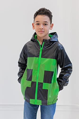 Minecraft Creeper Big Boys Zip Up Raincoat Jacket Black 18-20