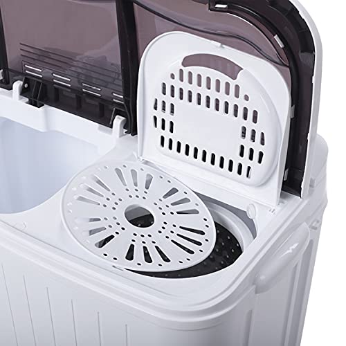 ZOKOP Portable Compact Twin Tub Washing Machine Capacity 14.3lbs 1300rpm/mins Semi-automatic Washer Laundry Machine Dryer Built-in Drain Pump Spin Cycle, Grey, 22.83inch x 14.72inch x 26.38inch