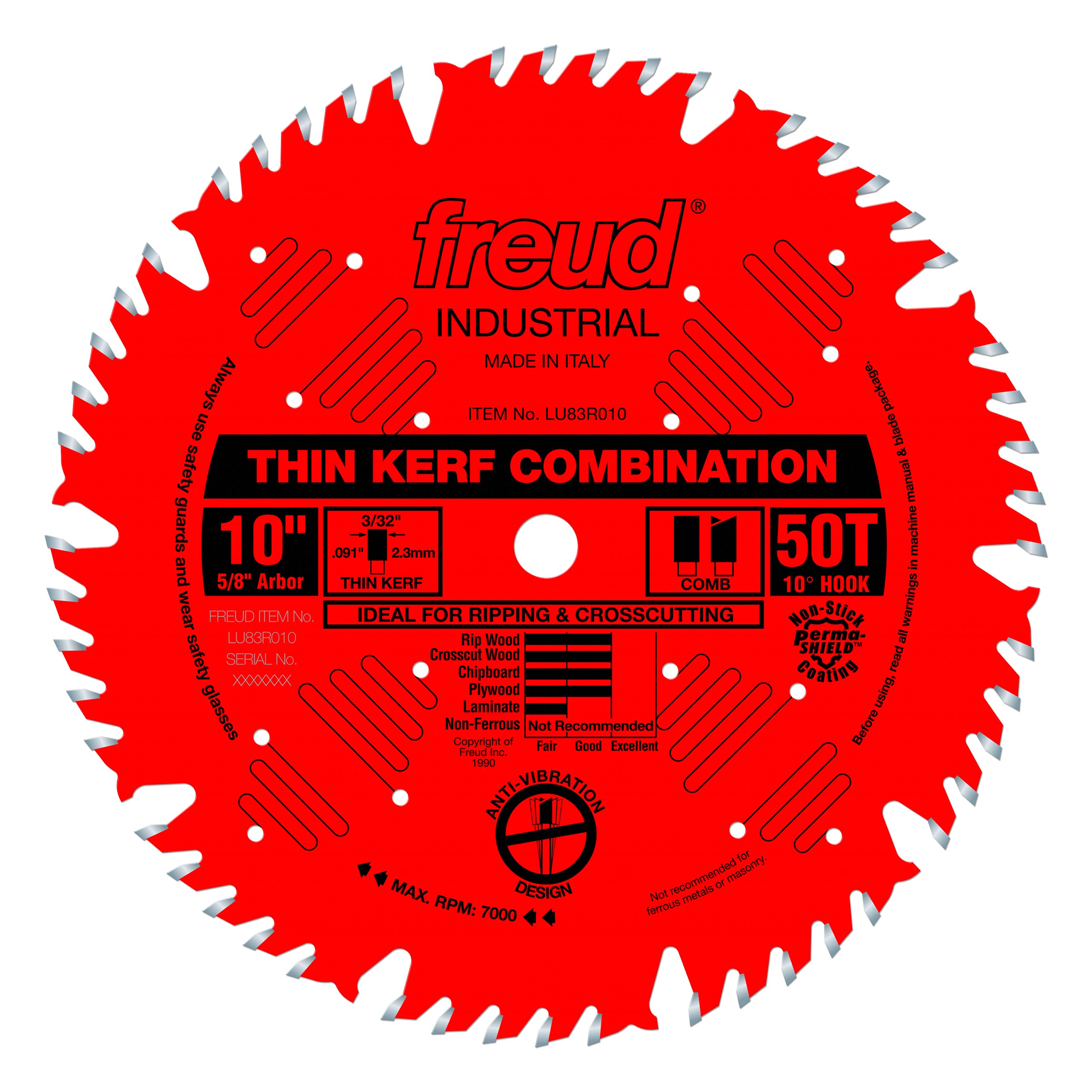 Freud LU83R010: 10" Thin Kerf Combination Blade