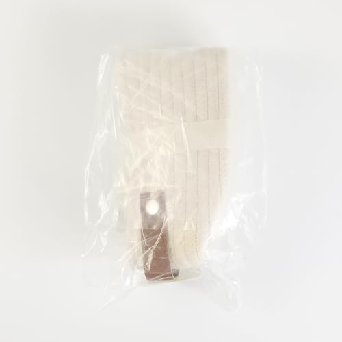 Lewondr Woven Cotton Rope Basket with Leather Handles, White, 12.99 x 5.91 x 3.94 inches