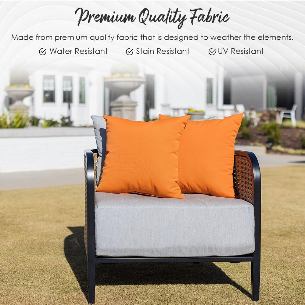 RSH DECOR: Sunbrella Square Throw Pillows Set of 4 | 24" x 24" | Water and Fade-Resistant Performance Fabric | Outdoor Pillow Covers with Down-Alternative Inserts | Milano Cobalt