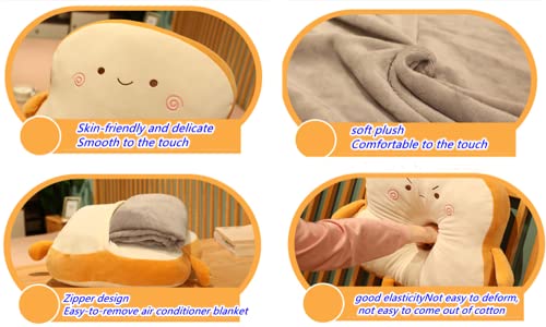 Toast Bread Pillow Dual-use Three-in-one Pillow Blanket Toast Sofa Cushion Home Decoration (Smile)