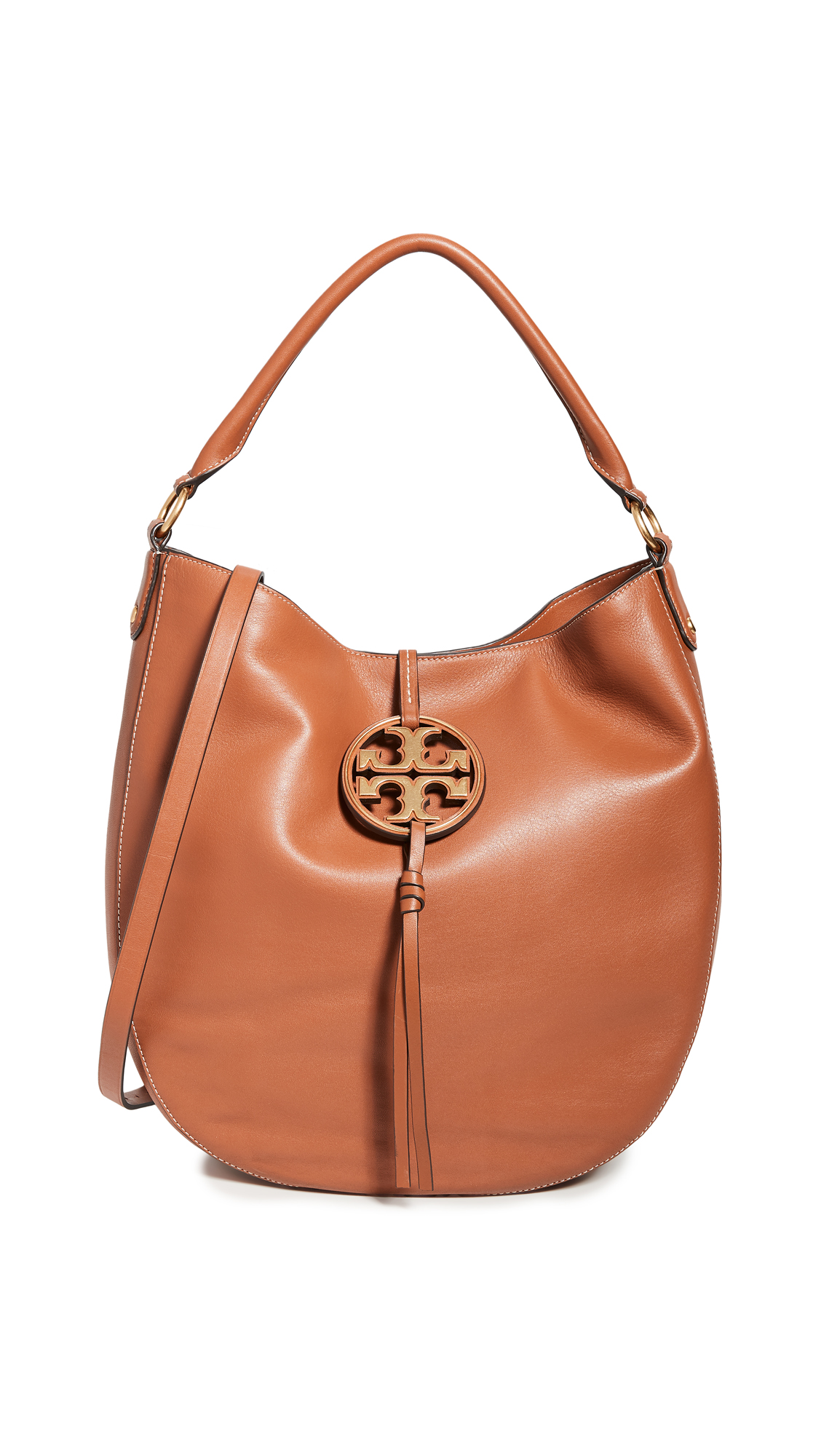 Tory Burch Women's Miller Metal Slouchy Hobo Bag, Aged Camello, Tan, One Size