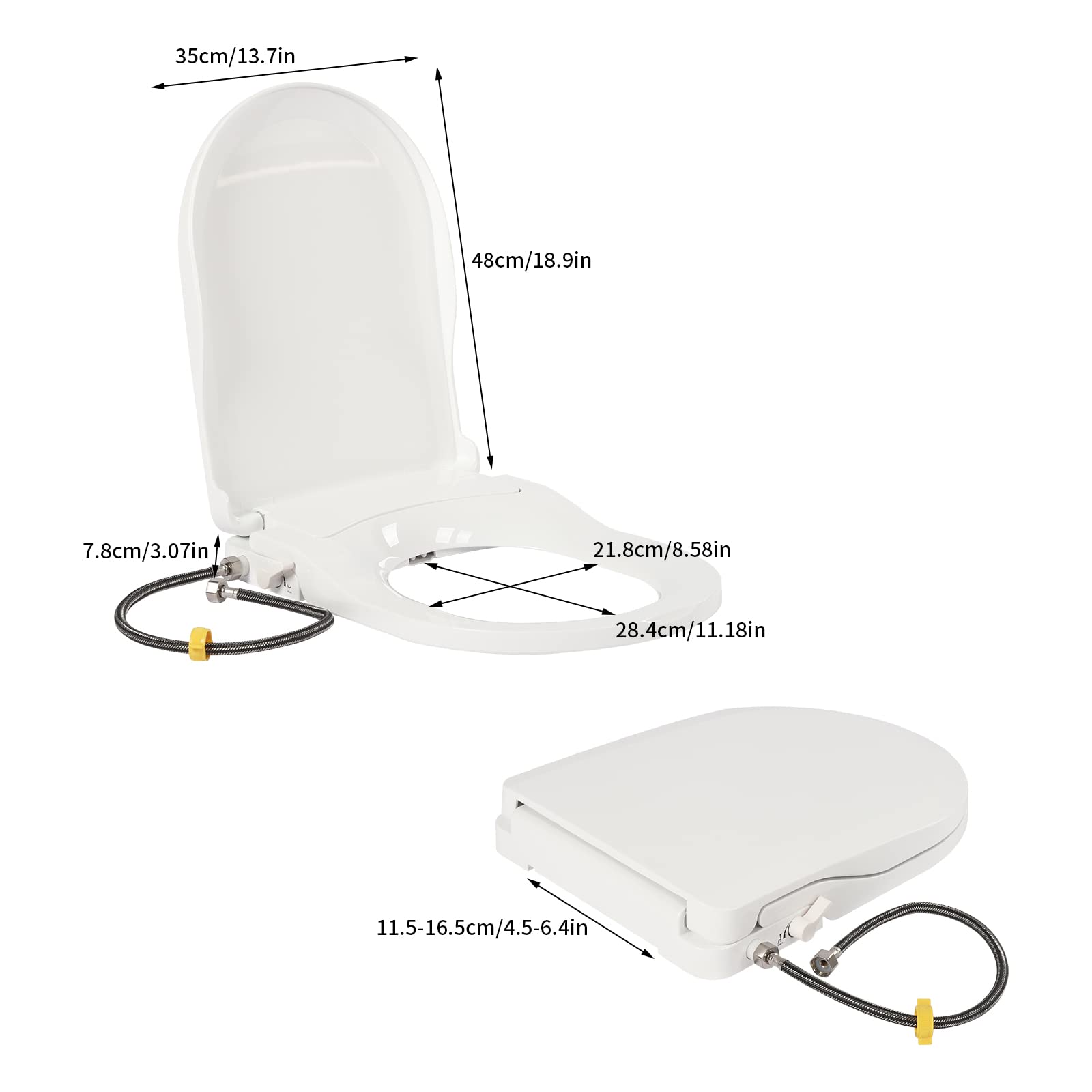 RIAHNEAH Non-Electric Bidet Toilet Seat, Fits Elongated Toilets, White, Dual Nozzle System - Bidet with Easy Installation