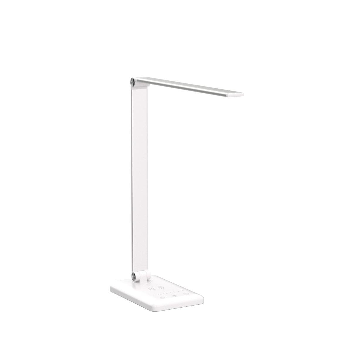 EASTAR LED Desk Lamp with USB Charging Port, Wireless Charger, College Dorm Room Essentials, Modern Eye-Caring Desk Lamps for Home Office,5 Lighting Modes, Bright Desk Light with Timer, Silver-White