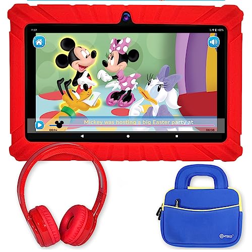 Contixo V8 Kids Tablet, 7" Kids Learning Tablet Bundle - Parental Control, WiFi Dual Camera, Teacher Approved Tablet for Kids, Kids Bluetooth Headphone & Tablet Bag - Pink Set