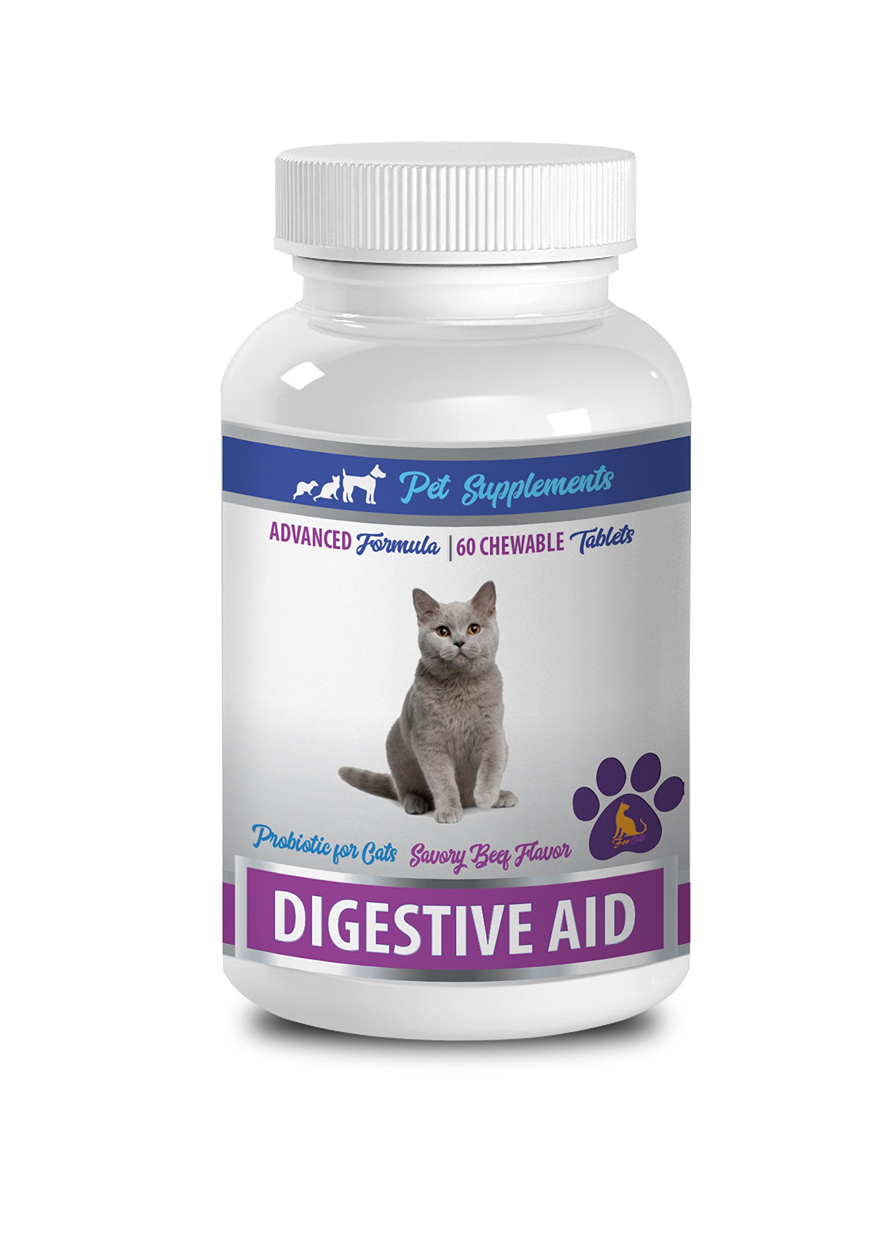 PET SUPPLEMENTS cat Digestive aid - Digestive AID - for Cats - Advanced PROBIOTIC - CHEWABLE - cat Stomach Relief Natural - 1 Bottle (60 Chews)