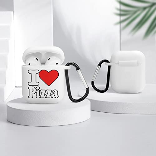 I Love Pizza Silicone AirPods Case Protective Cover Compatible with AirPods 2 & 1 with Keychain