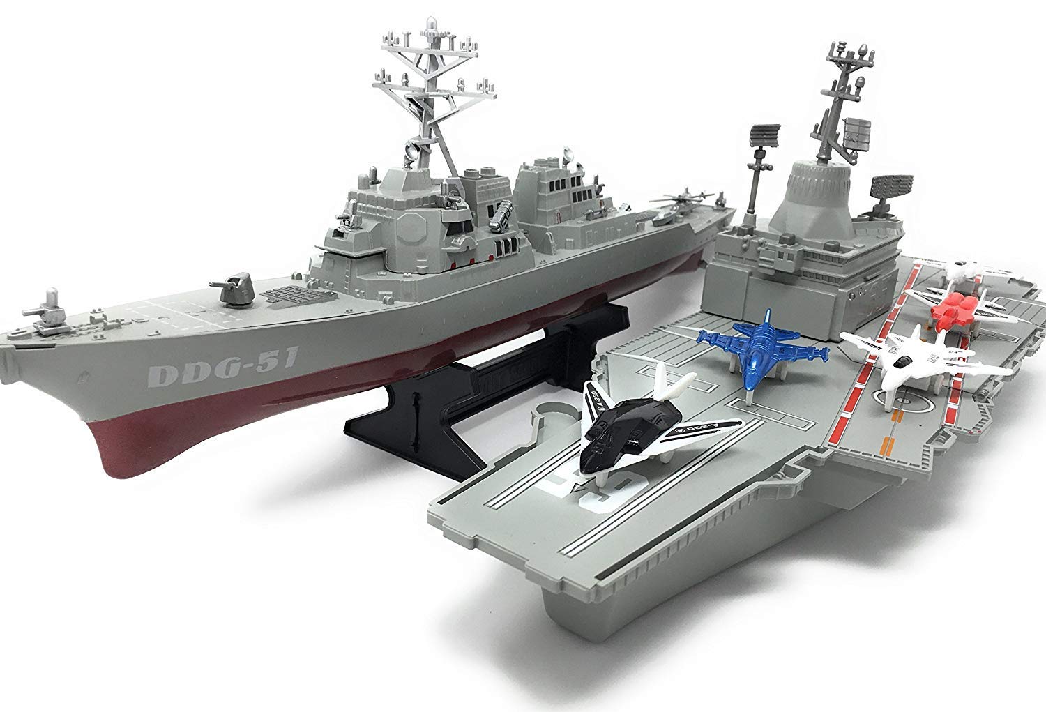 Xplore Toys Aircraft Carrier Toy,with 5 Aircrafts Includes Destroyer Ship