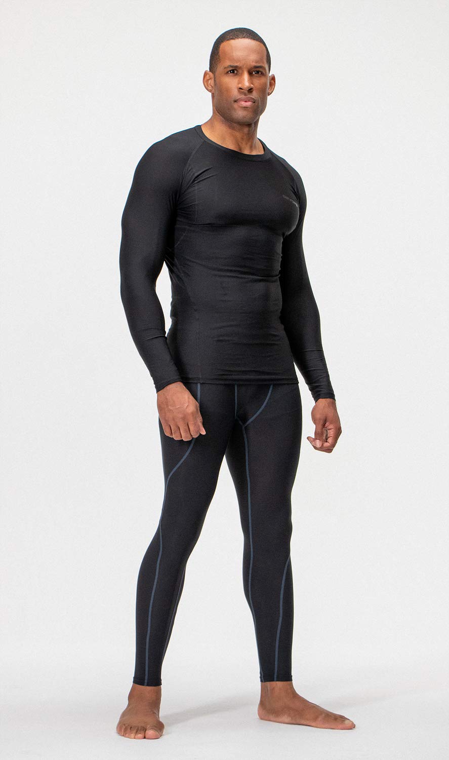 DEVOPS 3 Pack Men's UPF 50+ Long Sleeve Compression Shirts, Water Sports Rash Guard Base Layer, Athletic Workout Shirt (X-Large, Black-Black-White)