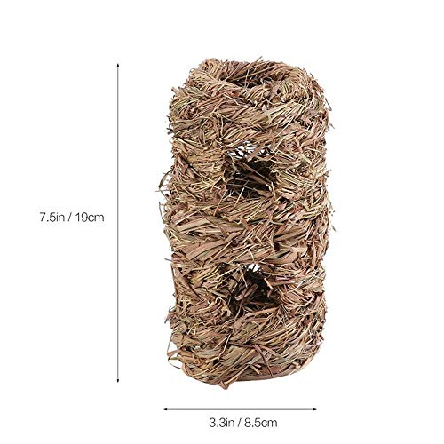 Small Animals Hideout House Grass Hideaway Tunnel Chew Toys Activity Center Nest Hut for Hamsters Guinea-Pig Gerbils Chinchillas (2 Pack Hideout Tunnel 7.5"×3.7")