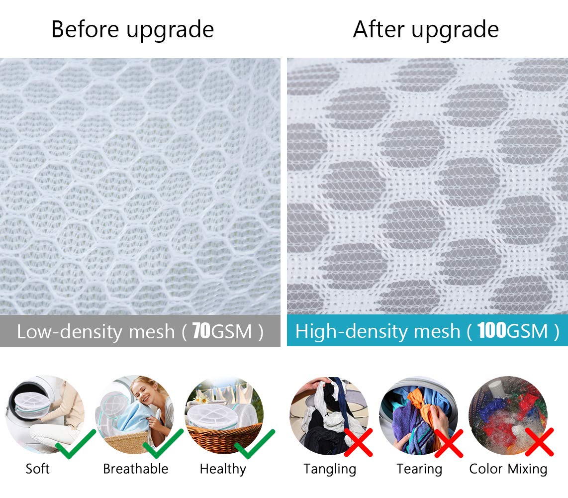 Plusmart Large Mesh Lingerie Bags for Laundry, Bra Washing Bag for Washing Machine/Washer, D to E Cup,3 Pack White