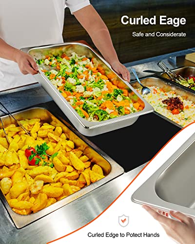 ZeroPone Hotel Pan 4" Deep Steam Table Pan 6 Pack Full Size 20.8"L x 12.8"W Hotel Pan 22 Gauge Stainless Steel Anti Jam Steam Table Pan