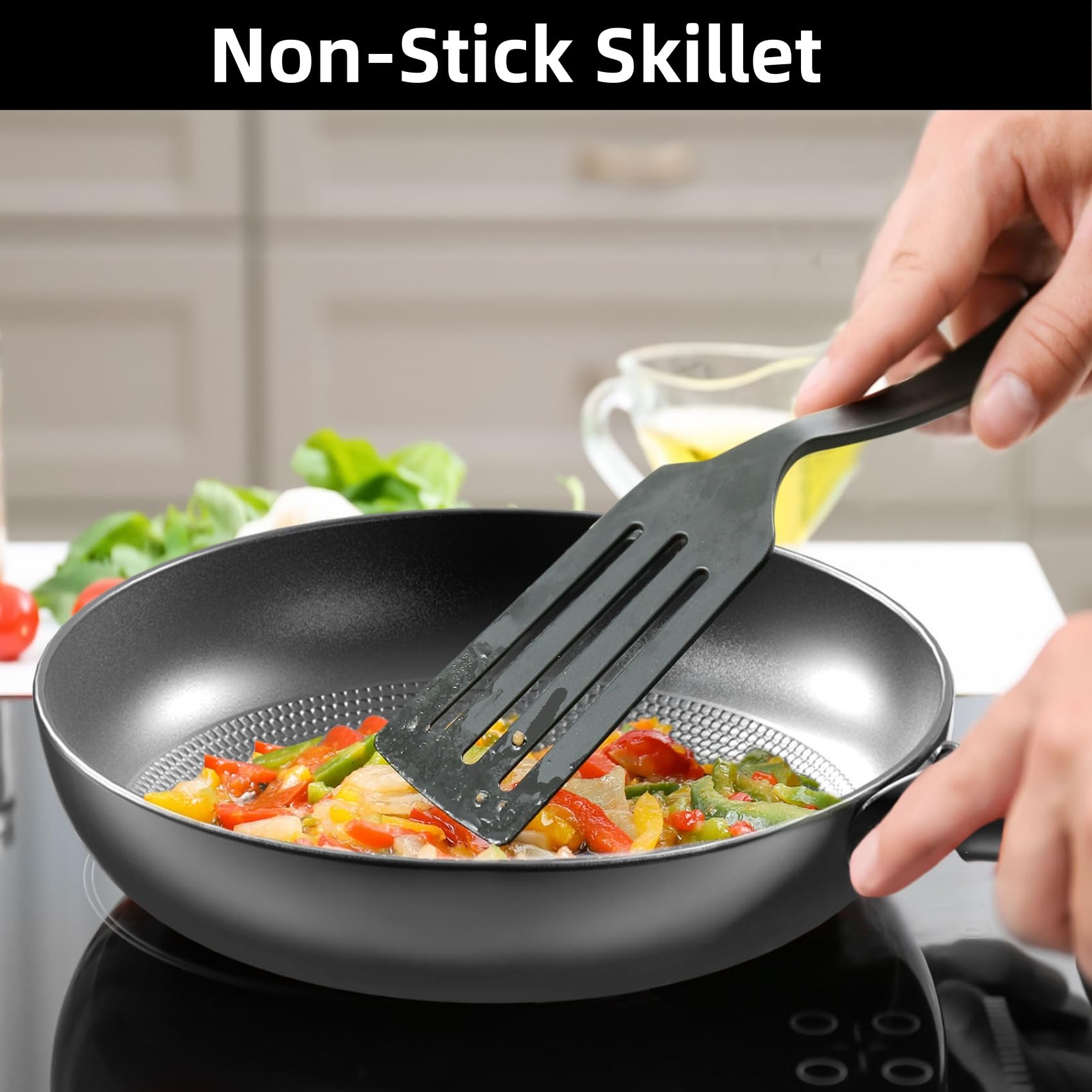 JOOBYFOD Nonstick Frying Pan, 8 Inch Skillets and Frying Pans with Removable Handle, Honeycomb Cooking Surface Cast Iron Pan Dishwasher Safe, Oven Safe To 500°F