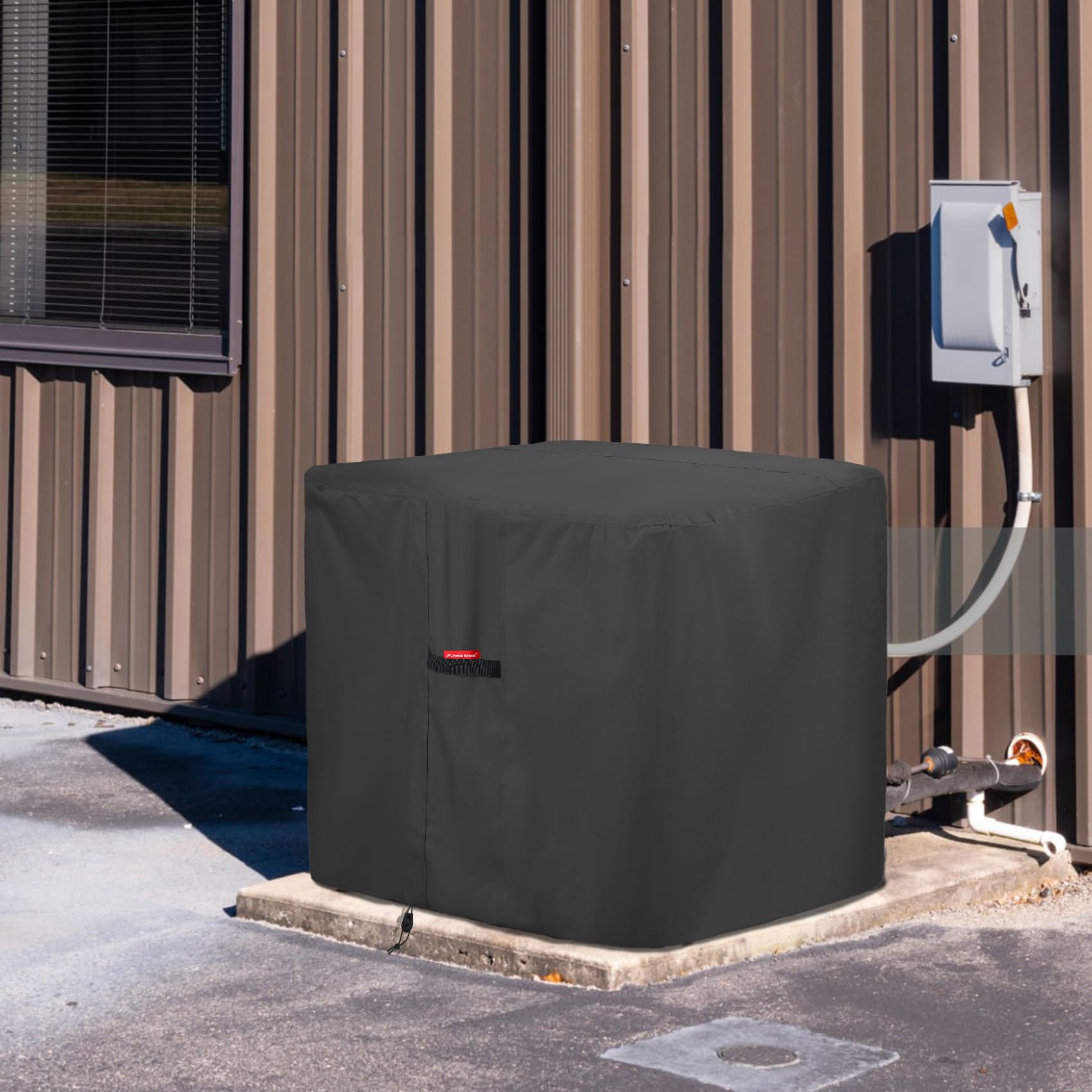 Porch Shield 600D Waterproof Air Conditioner Covers for Outside Units Square AC Cover Black - 34 x 34 x 30 inch