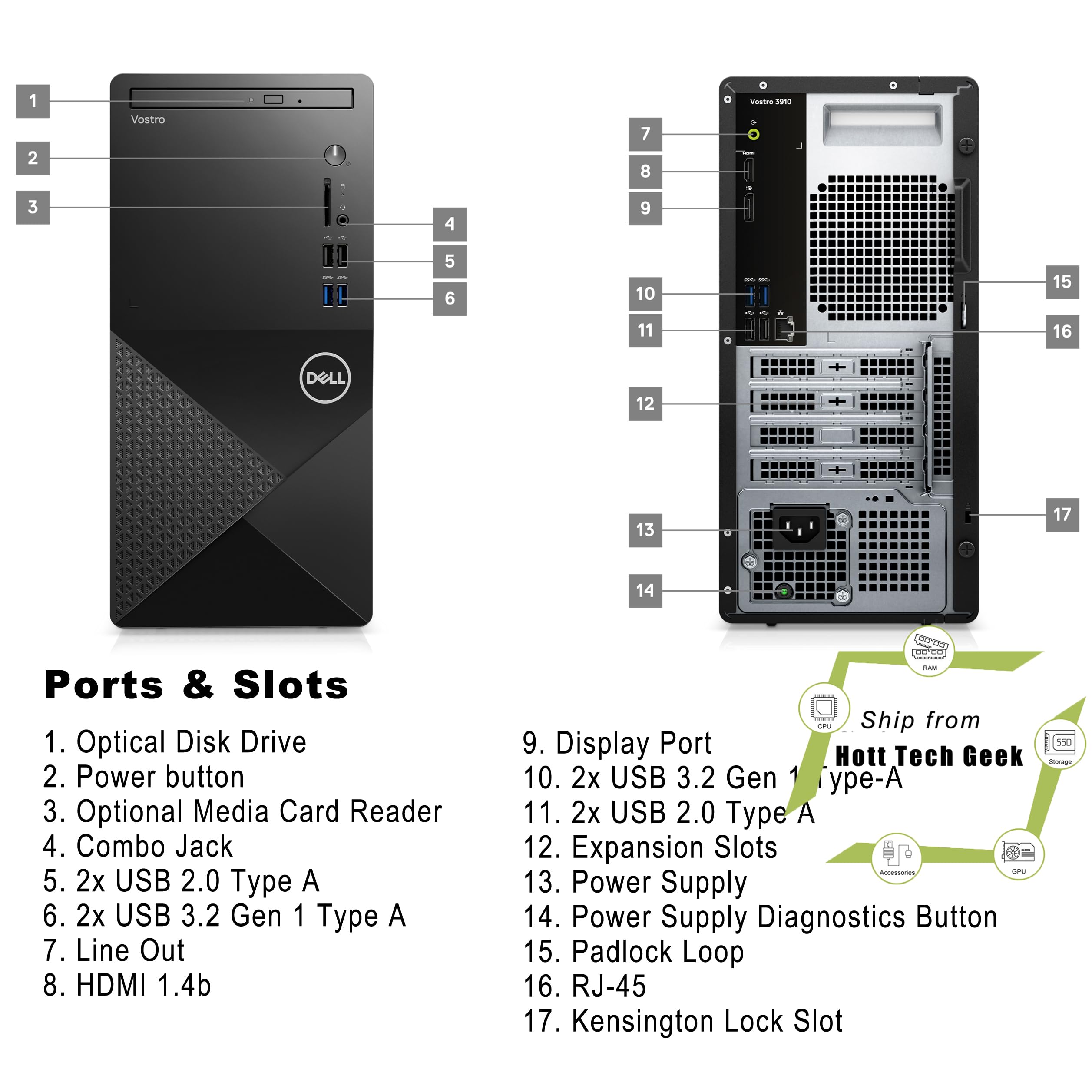 Dell 2023 Vostro 3910 Tower Business Desktop Computer, 12th Gen Intel 12-Core i7-12700 up to 4.9GHz, 64GB DDR4 RAM, 4TB PCIe SSD, DVDRW, 802.11AC WiFi, Bluetooth 5.0, Windows 11 Pro