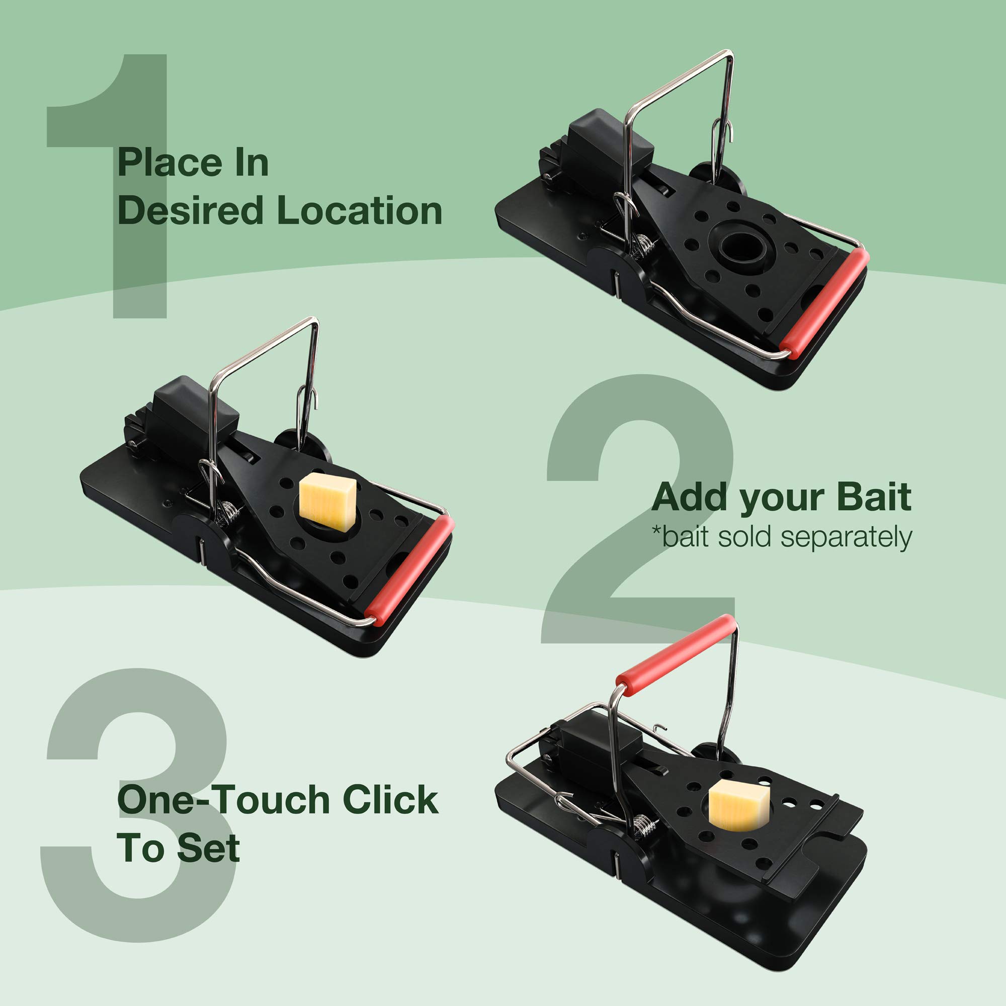 Mouse Trap by Eco Pro Pest Control | 6-Pack Reusable Small Rodent Traps | Indoor & Outdoor Mouse Traps | Easy Set Up, Quick Snap Kill Mice Traps (Bait Not Included) | Powerful Pest Control Traps