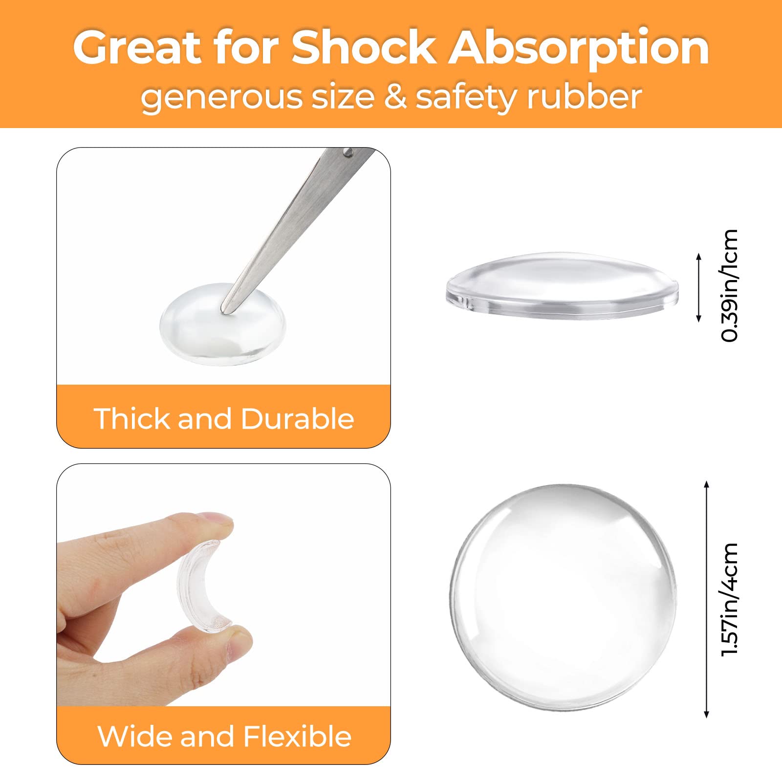 Door Stoppers Wall Protector, Quiet & Reusable Door Stop, 6pcs 1.57in Wall Protectors from Door Knobs, Strong Adhesive to Most Surfaces(Clear)