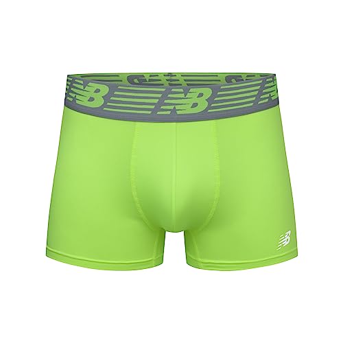 New Balance Men's 3" Boxer Brief No Fly, with Pouch, 3-Pack,Hi Lite/Steel/Vintage Indigo, Small (29"-31")