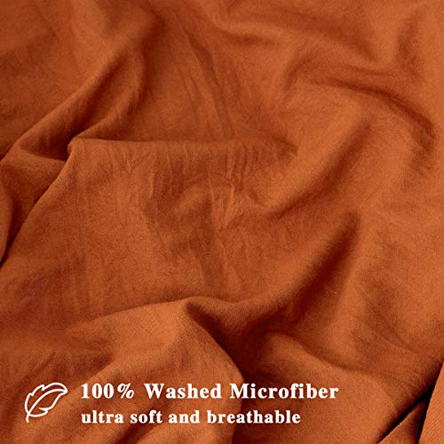 SunStyle Home Twin Size Duvet Cover Set with Buttons Closure Umber, 2 Pieces Solid Color Ultra Soft Skin-Friendly Comforter Cover Set (1 Duvet Cover +1 Pillowcase)