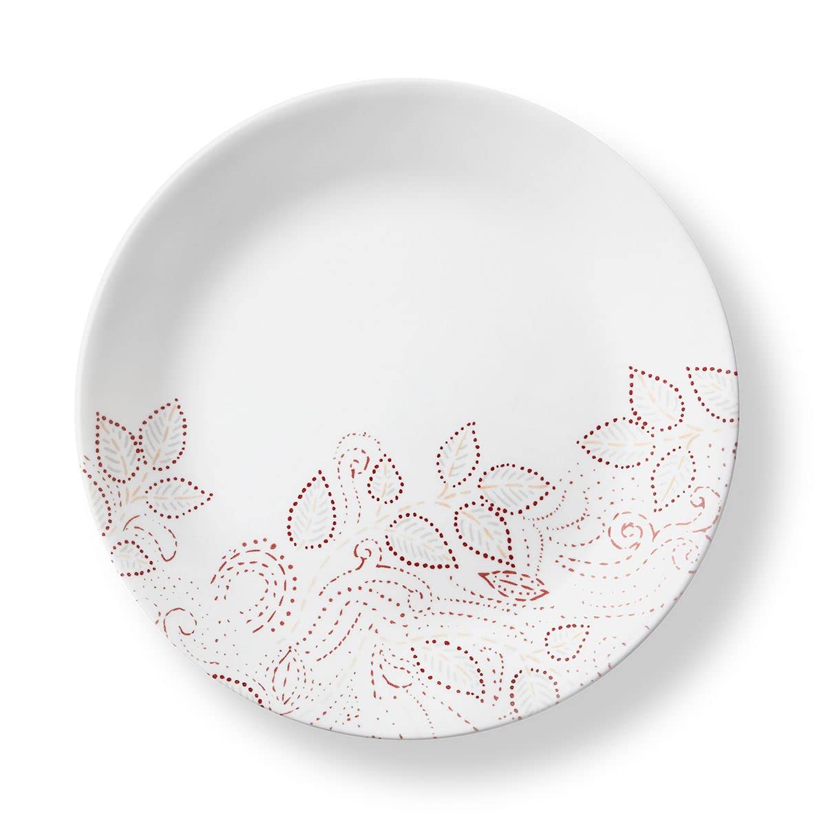 Corelle Leaf Stitch 12-Piece Dinnerware Set Service for 4 red, White