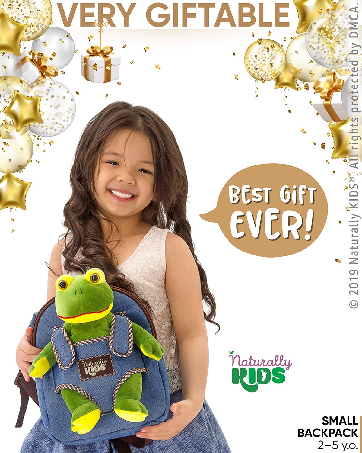 Frog Backpack for Toddler, Frog Toys for Kids 3-5, Frog Stuffed Animal