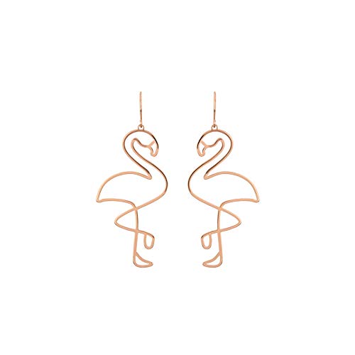 Doubnine Flamingo Hollow Earrings Bird Frame Drop Dangle Rose Gold Earrings Bohemian Jewelry for Women