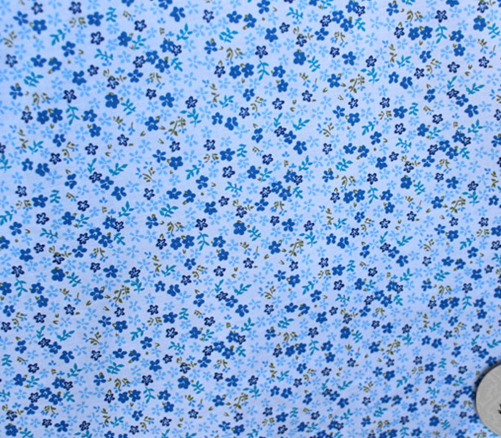 Polycotton Fabric Printed Lobelia Blue / 60" Wide/Sold by The Yard
