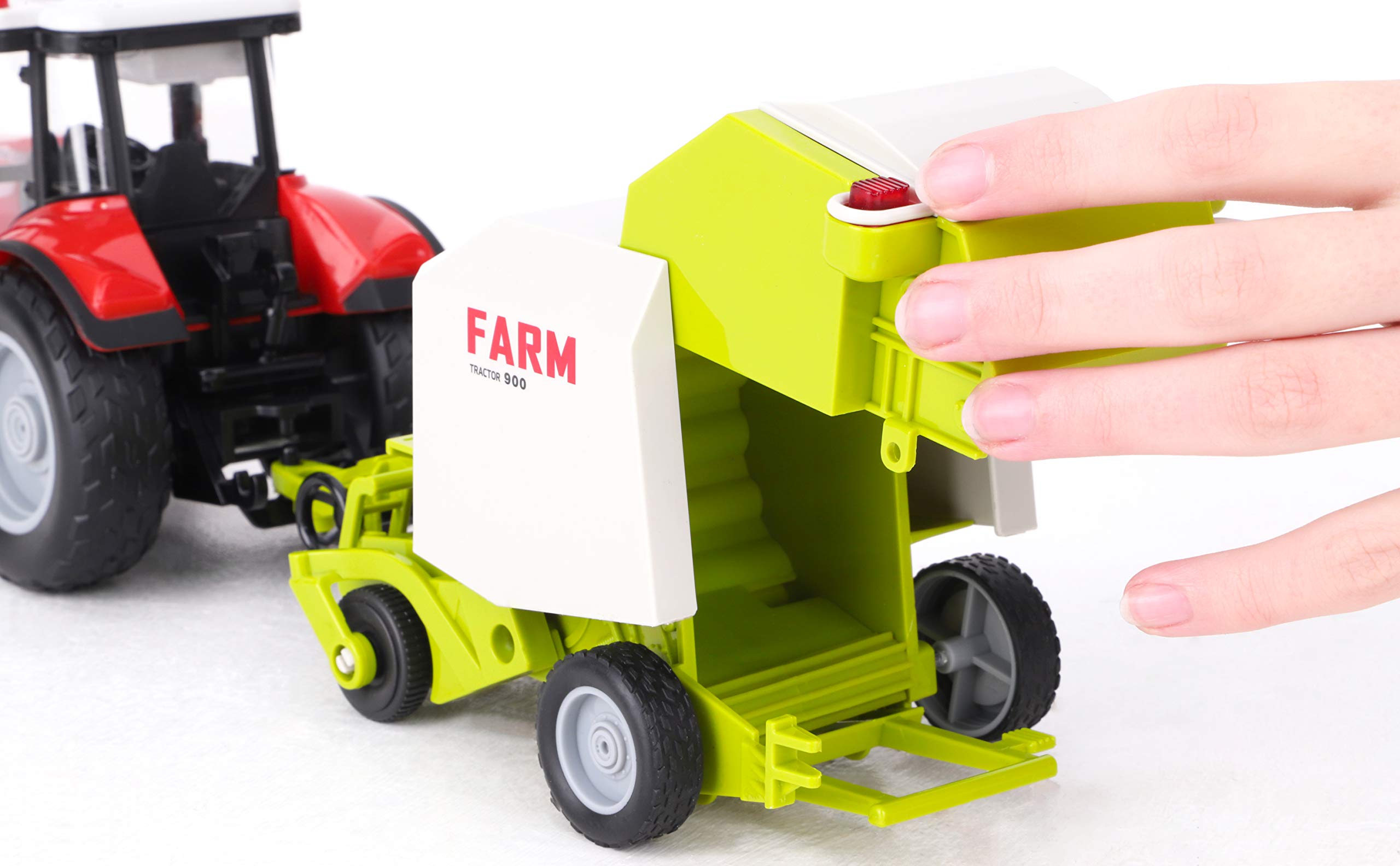 Toyland® 37cm Red Tractor & Trailer with Lights & Sound - Childrens Farm Toys (Tractor & Baler)