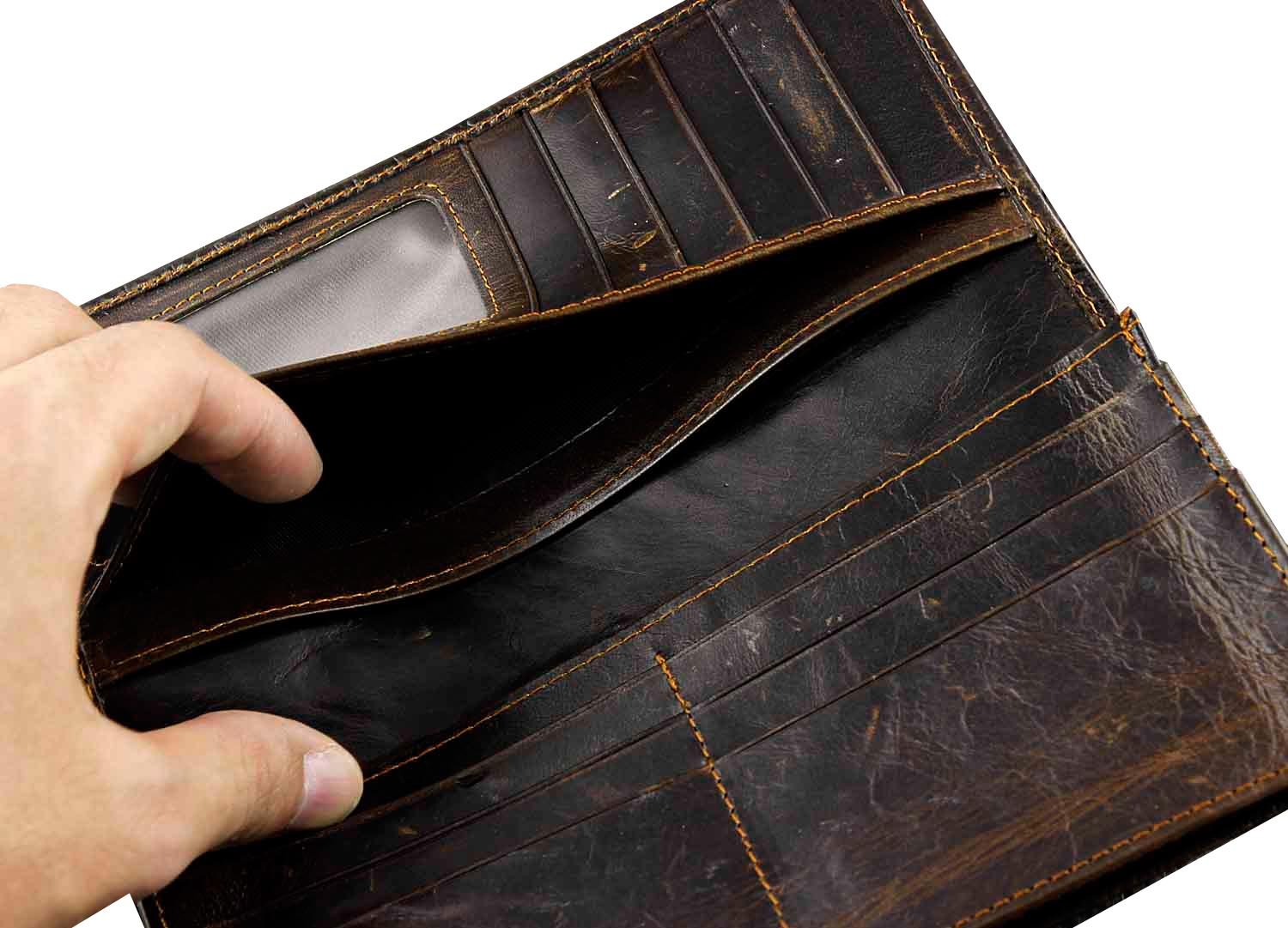 crazy hunter Mens Long Crocodile Head Motorcycle Punk Leather Wallet With a Biker Chain L73