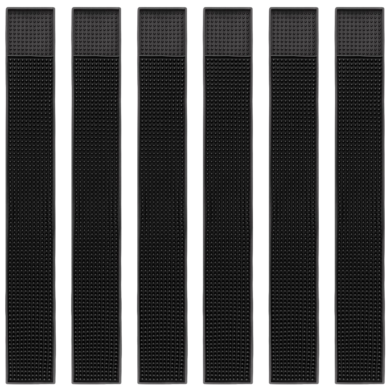 FUNSUEI 6 PCS 4 x 24 Inch Rubber Bar Mats, Non-Slip Rubber Bar Service Spill Mats PVC Bar Top Spill Mat Drinks Mixing Pad for Bars, Home Kitchen, Pubs, Restaurants, Black1