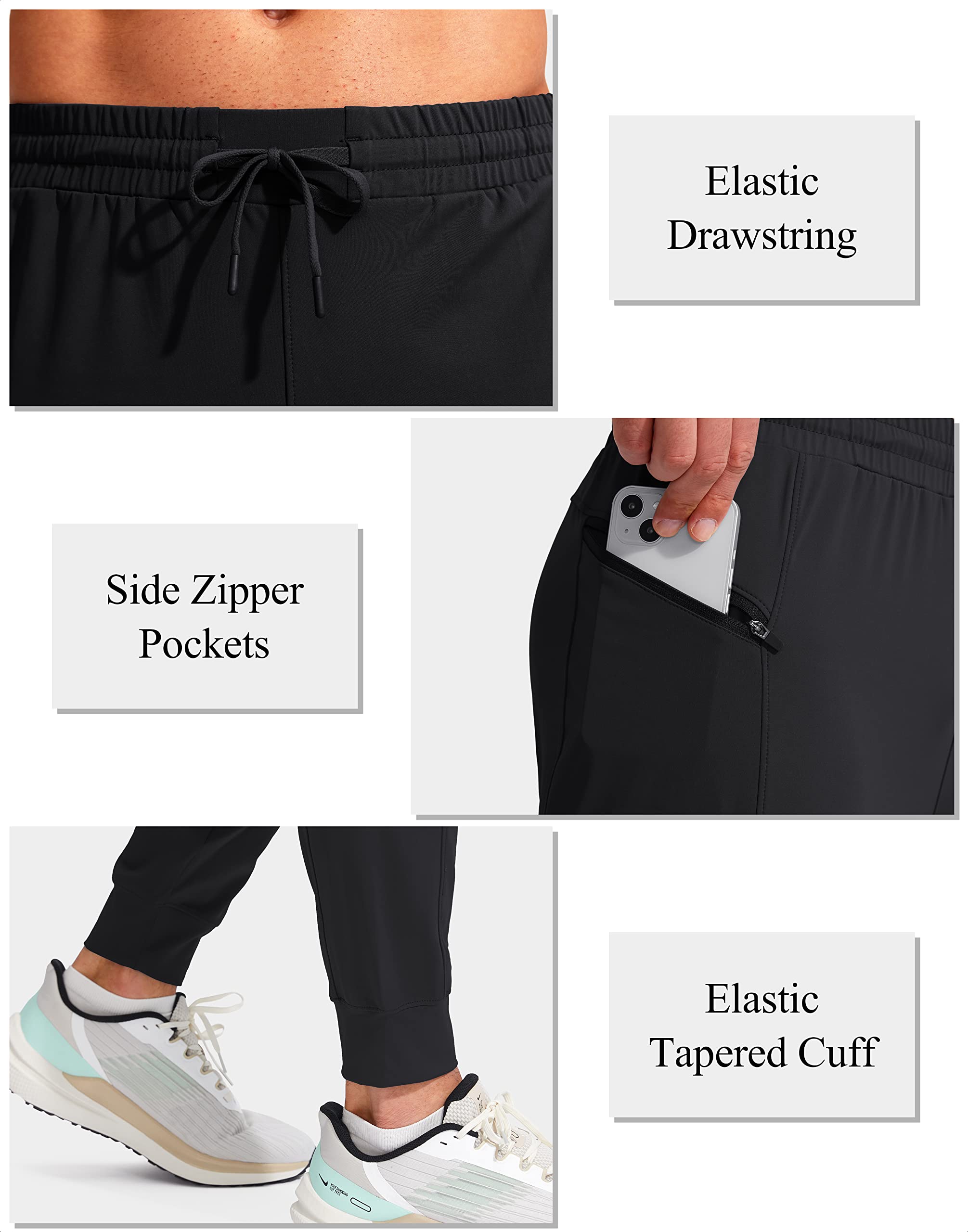 G Gradual Men's Joggers Pants with Zipper Pockets Stretch Athletic Sweatpants for Men Workout Jogging Running(Slate Blue, Small)
