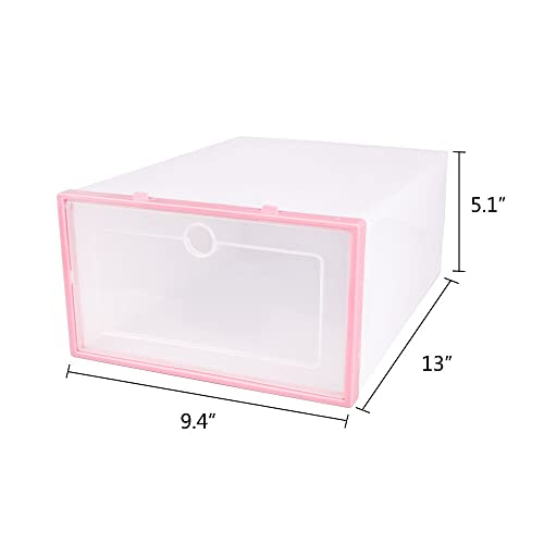 Shoe Storage Boxes 12 Pack Foldable Plastic Transparent Shoe Box Storage Clear Organizer Stackable Shoe Containers with lids Display Sneakers (White)